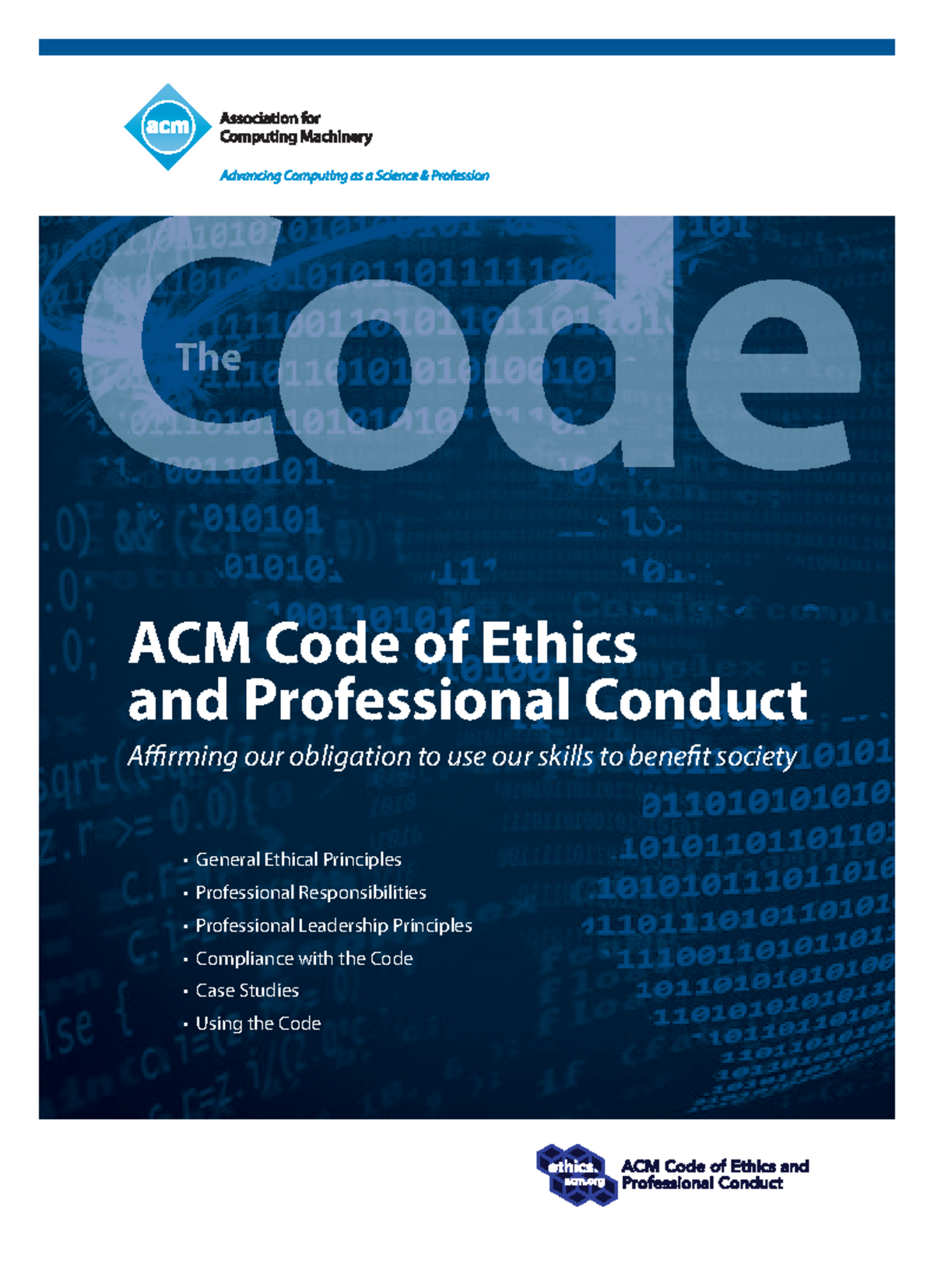 Acm Acm Code Of Conduct For It Professionals Acm Code Of Ethics And Professional Conduct A