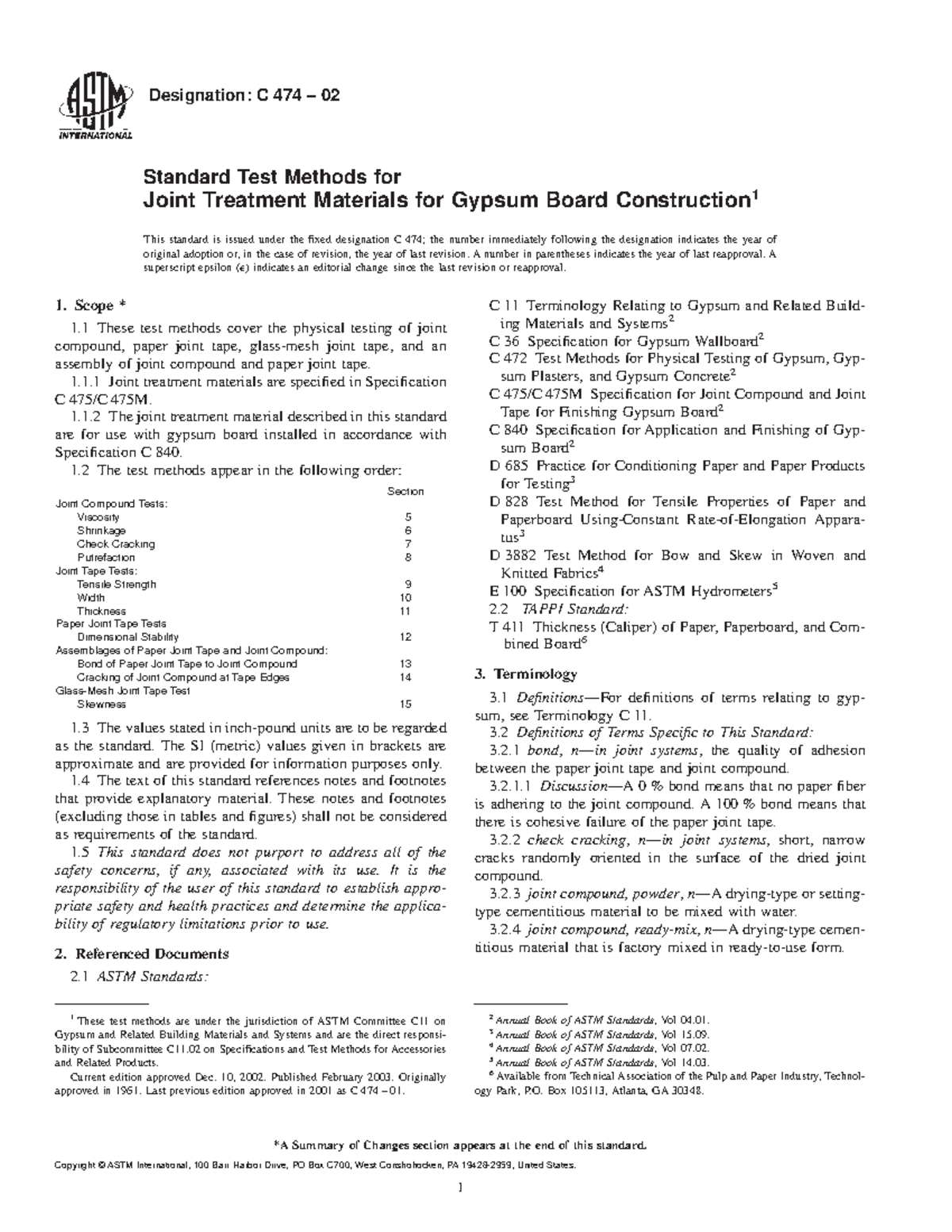 C474 - ASTM C474 - Designation: C 474 – 02 Standard Test Methods for ...