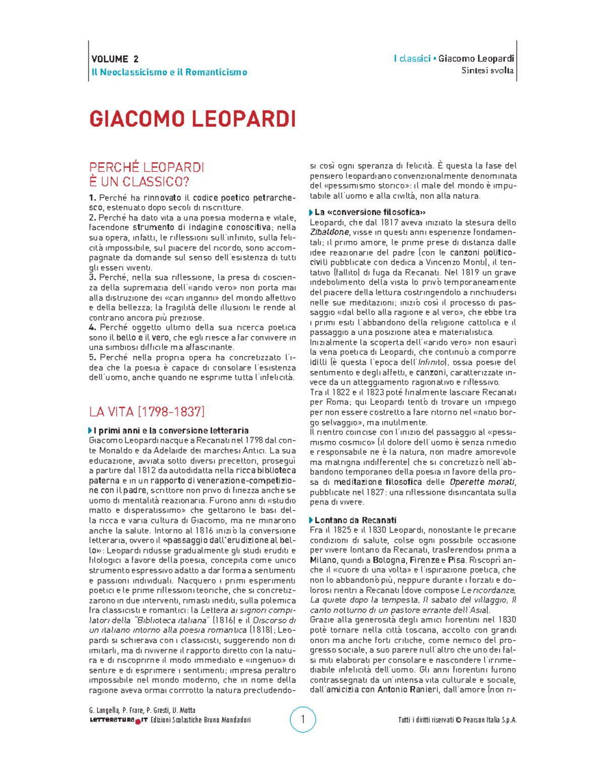 Leop sintesi - G. Langella, P. Frare, P. Gresti, U. Motta letteratura ...
