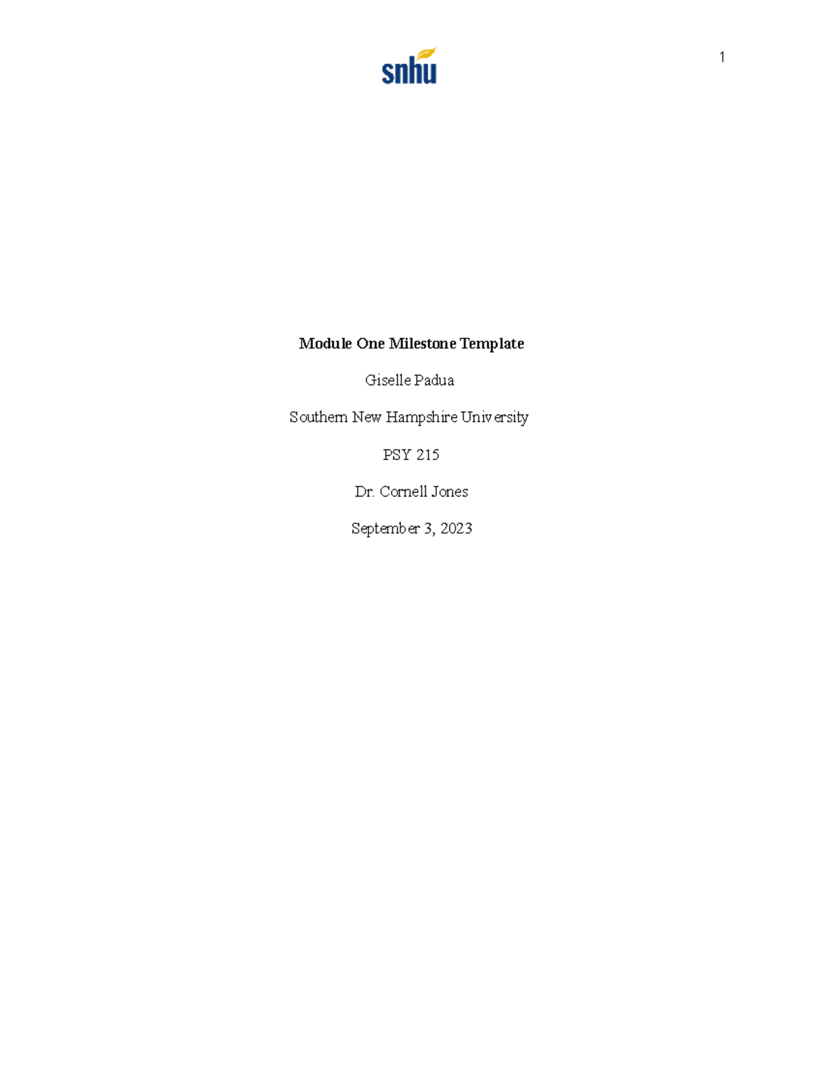 PSY 215 Module One Milestone Template - Module One Milestone Template ...