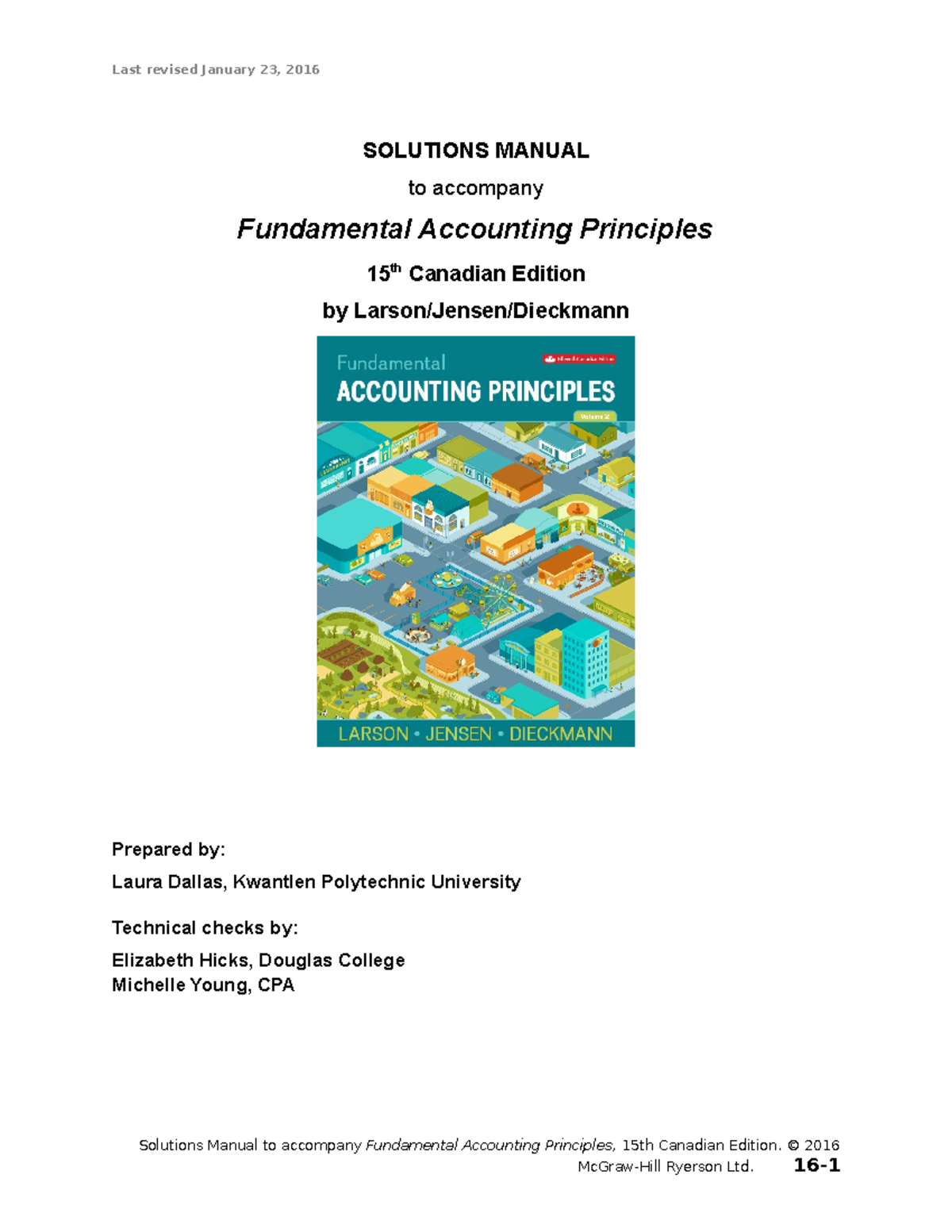 Chapter 16 Solutions - SOLUTIONS MANUAL to accompany Fundamental ...