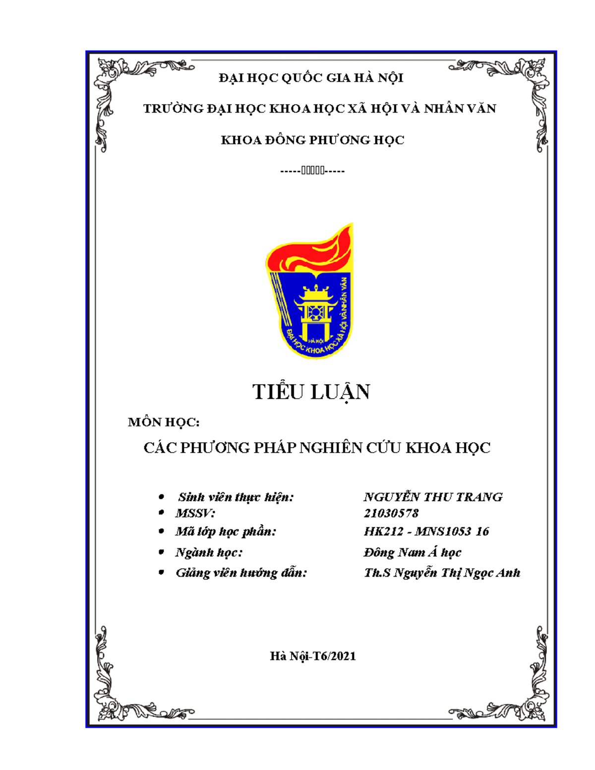 NCKH - nckh - ĐẠI HỌC QUỐC GIA HÀ NỘI TRƯỜNG ĐẠI HỌC KHOA HỌC XÃ HỘI VÀ ...