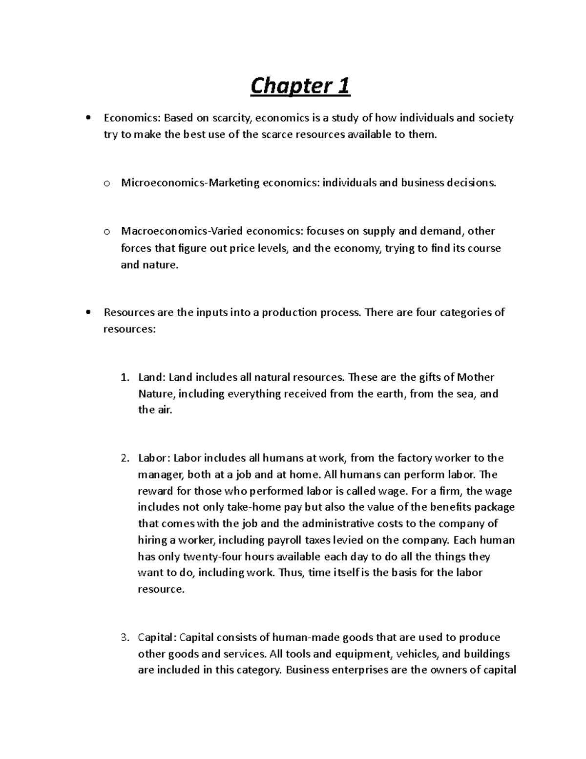 Introduction to Economics Lecture Notes-ECON 1301 - Chapter 1 Economics ...