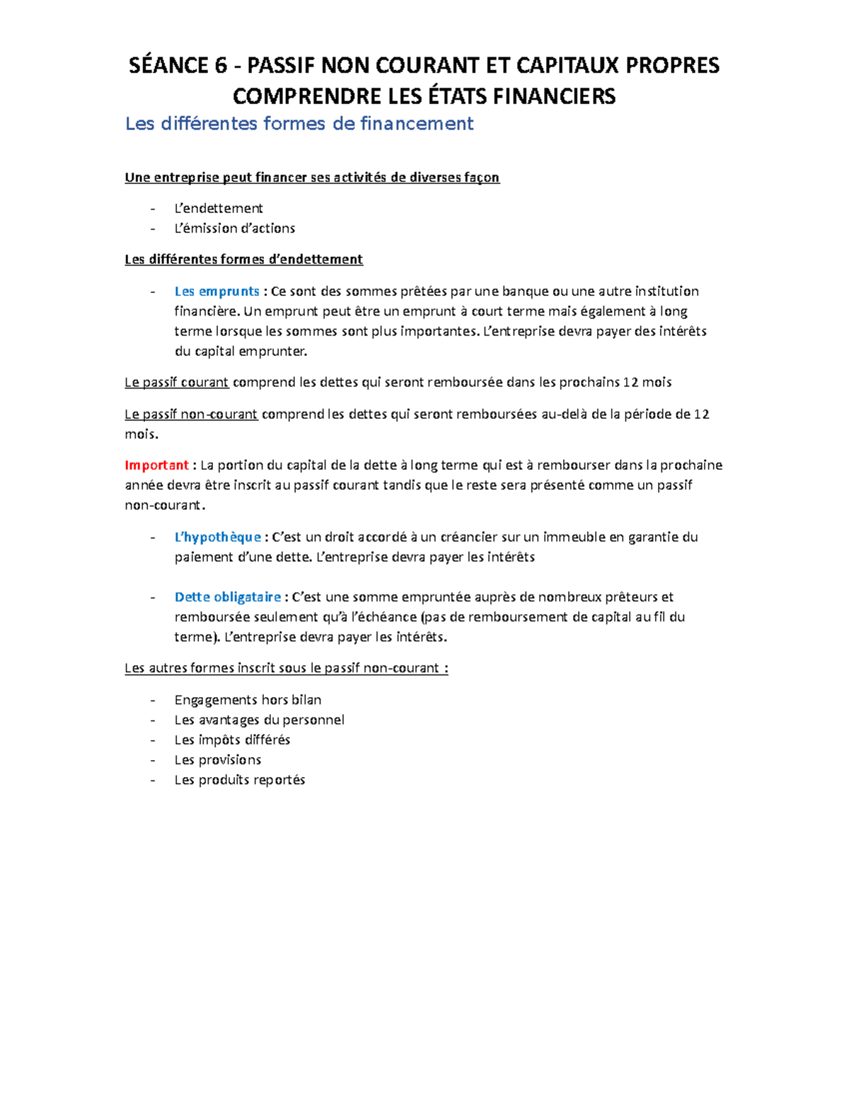 Résumé passif courant noncourant - COMPRENDRE LES ÉTATS FINANCIERS Les ...