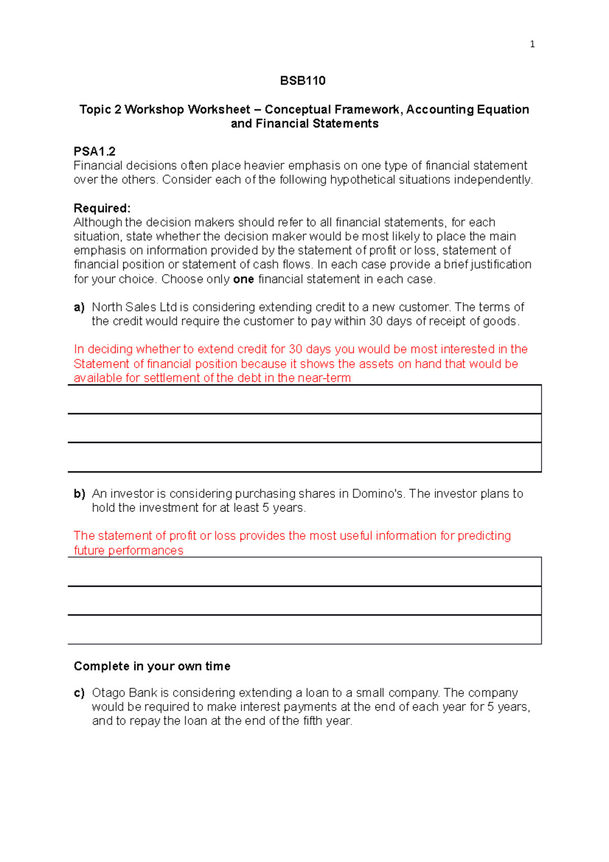 Topic 2 - Workshop - Worksheet - 1 BSB110 Topic 2 Workshop Worksheet ...