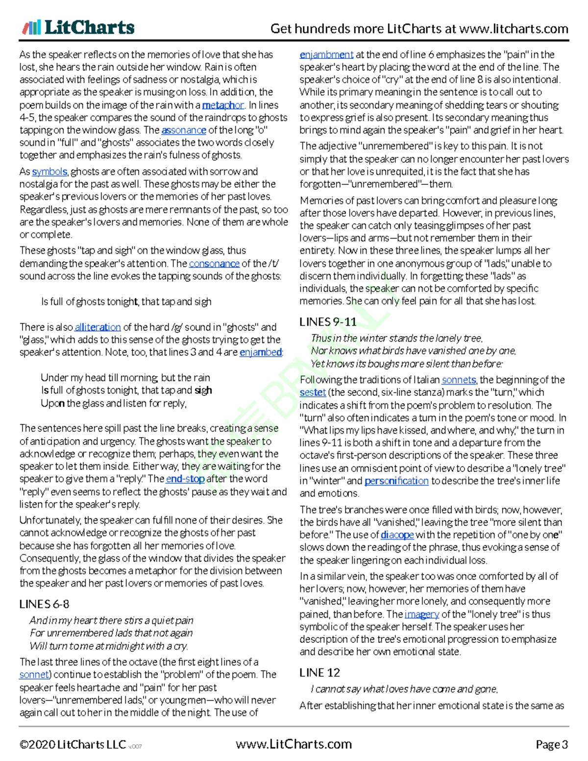What Lips My Lips Have Kissed and Where and Why Sonnet 43 Lit Chart 3 ...