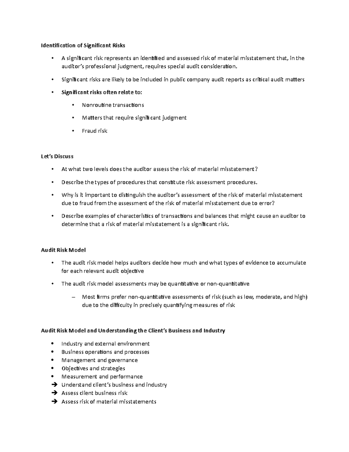 Lecture Notes 9 - Identification of Significant Risks - A significant ...