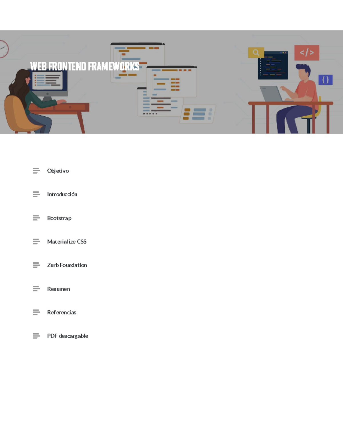 SI385 LMM DESC S WEB Frontend Framework V1 - Objetivo Introducción Bootstrap Materialize CSS ...
