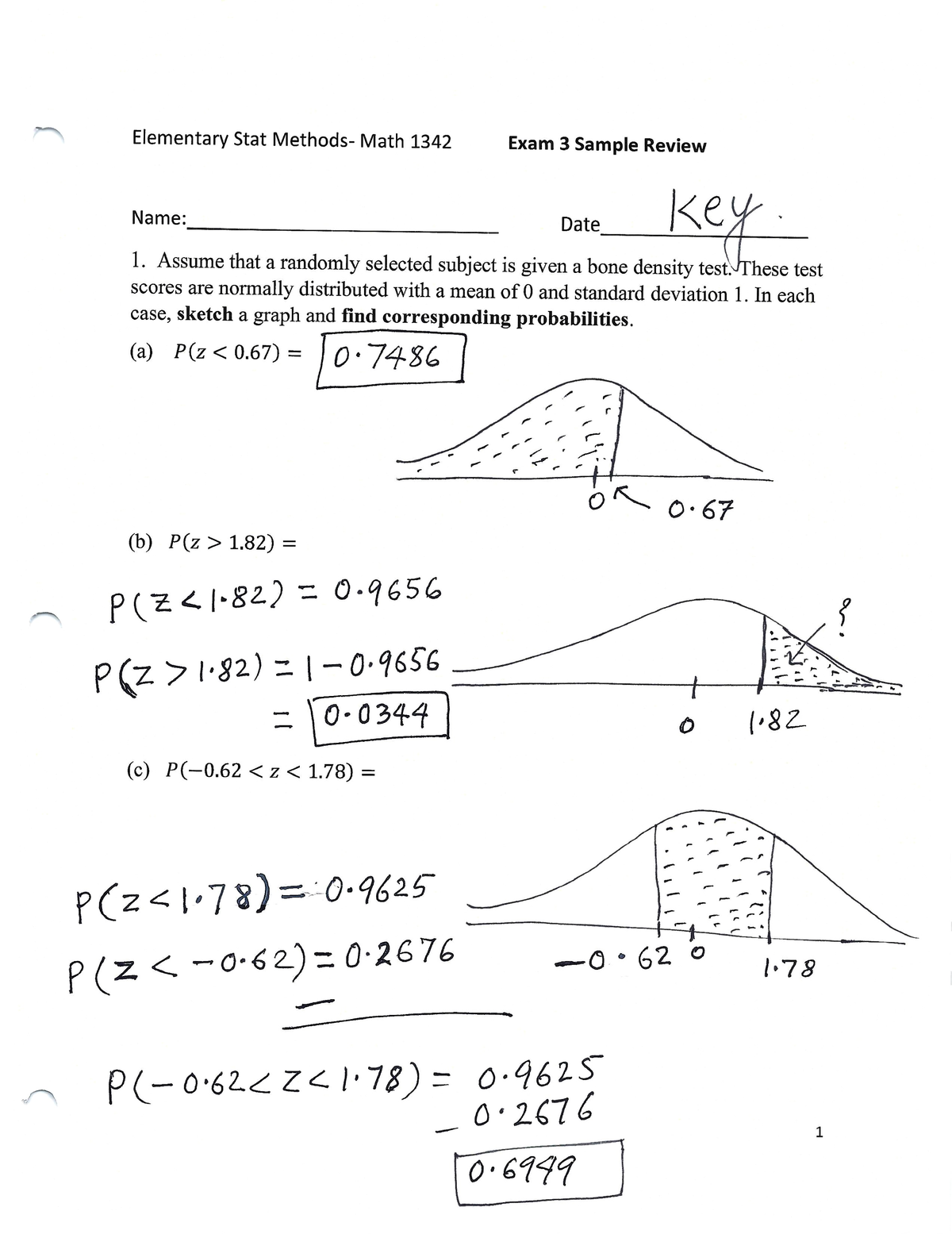 Exam 3 Sample Review Key - Math 1342 - Studocu