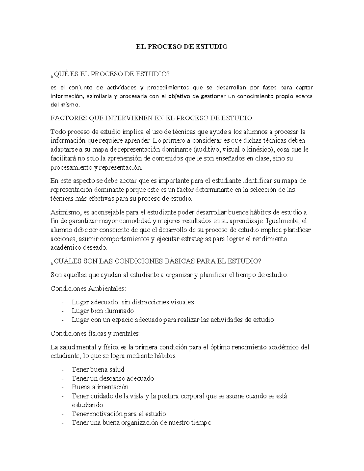 Proceso DE Estudio - EL PROCESO DE ESTUDIO ¿QUÉ ES EL PROCESO DE ...