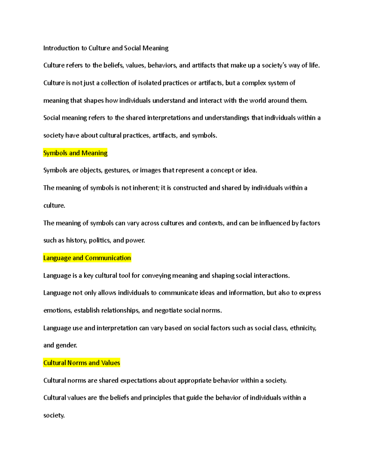 Introduction to Culture and Social Meaning - Introduc)on to Culture and ...