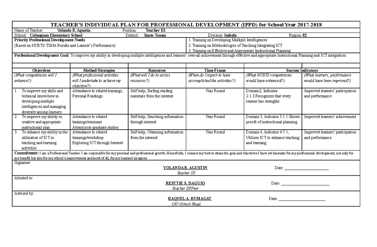 IPPD - Reference Materials - TEACHER’S INDIVIDUAL PLAN FOR PROFESSIONAL ...