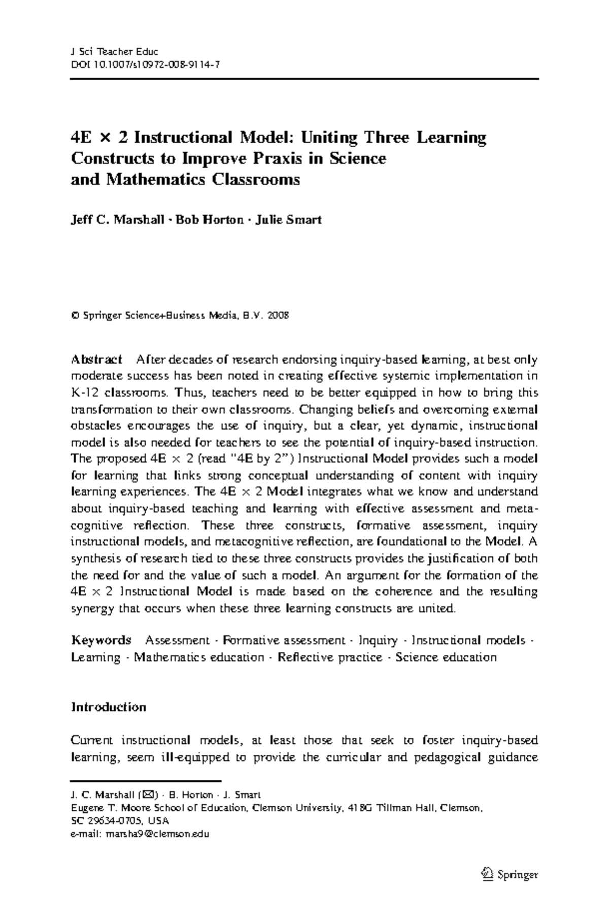 4ex2-jste-article - Learning - 4E 3 2 Instructional Model: Uniting ...