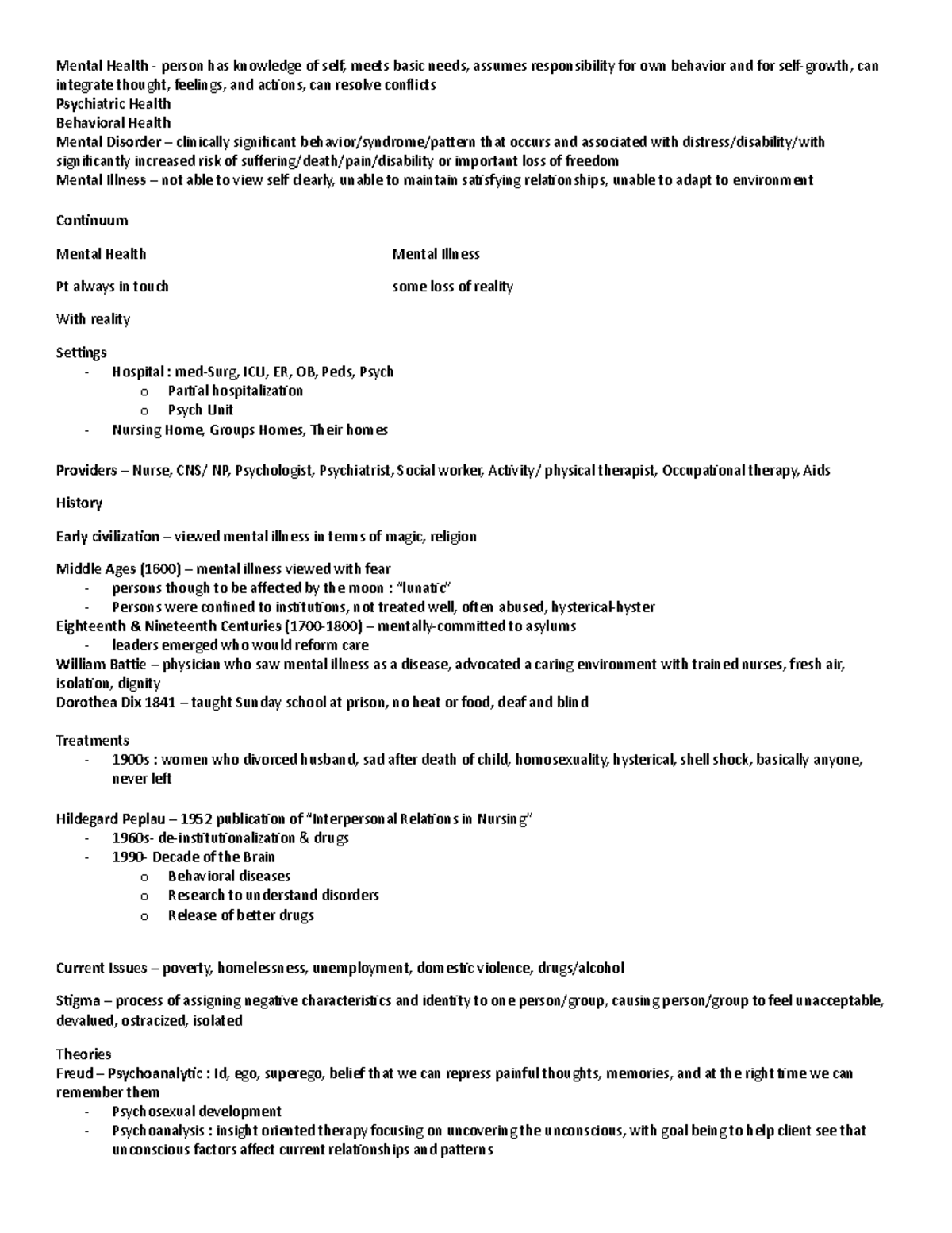 Handout 1 - Worksheet 1 - Mental Health - person has knowledge of self ...