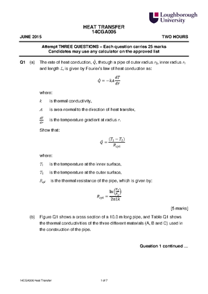 FINS - Notes - FINS Geometry Assumptions Constant convective heat ...
