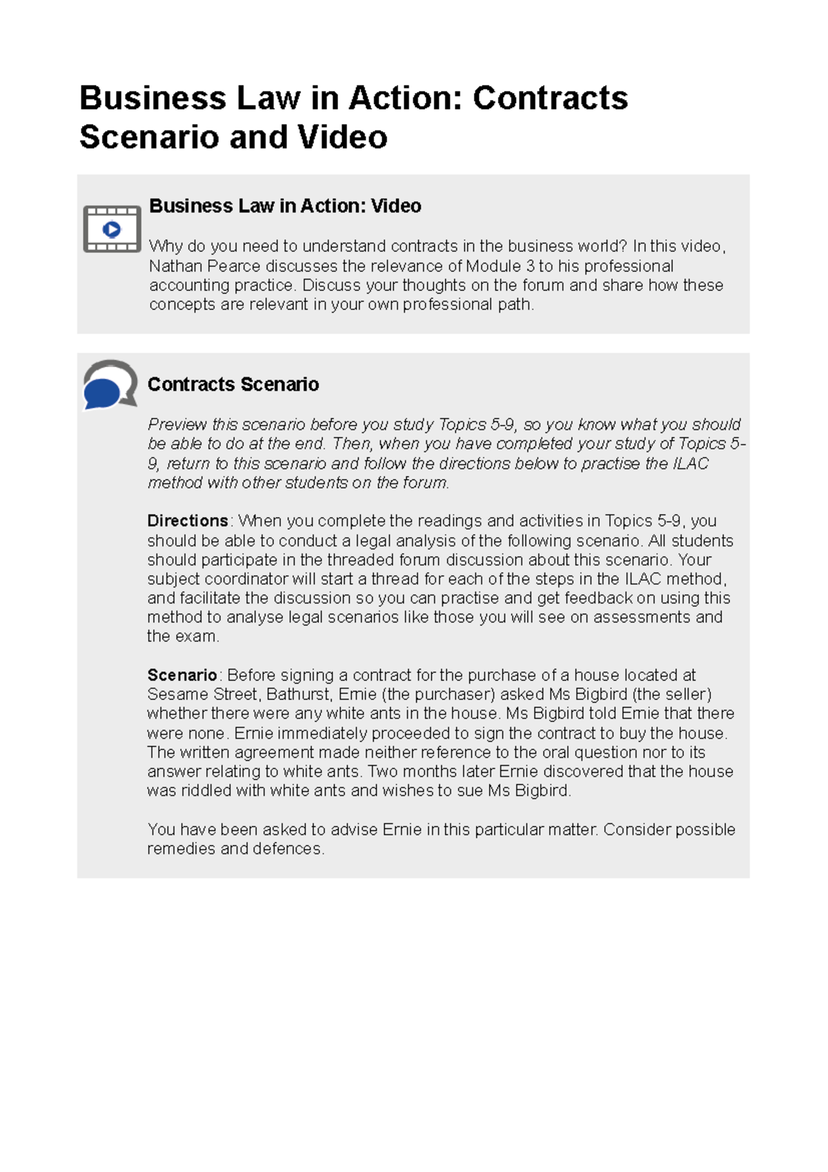 LAW110 Contracts Topics 5-9 - Business Law in Action: Contracts ...