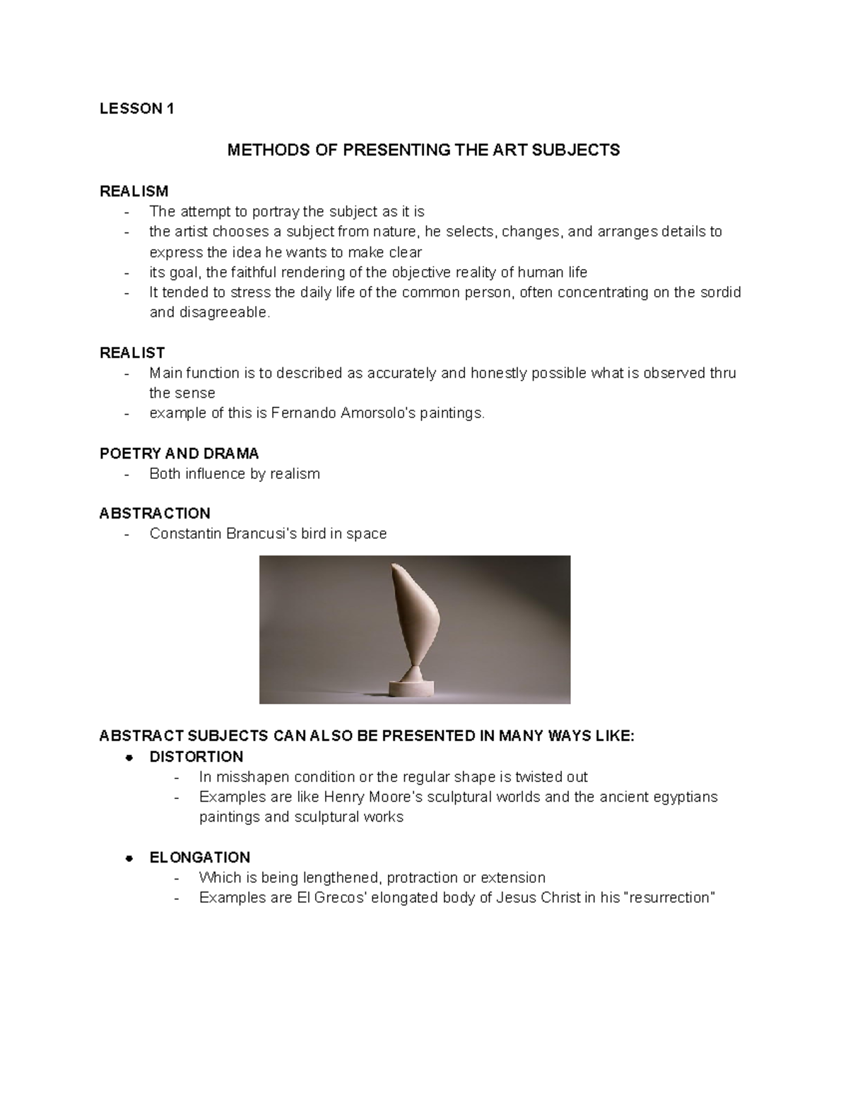METHODS OF PRESENTING THE ART SUBJECTS - LESSON 1 METHODS OF PRESENTING ...