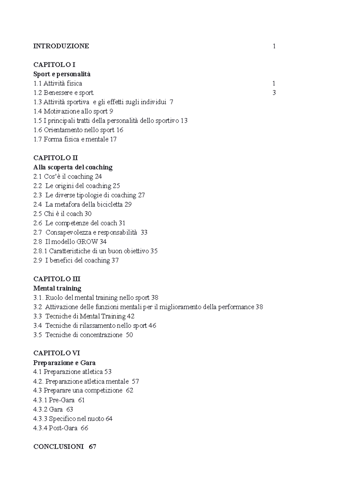indice tesi scienze motorie - CAPITOLO I CAPITOLO II CAPITOLO III ...