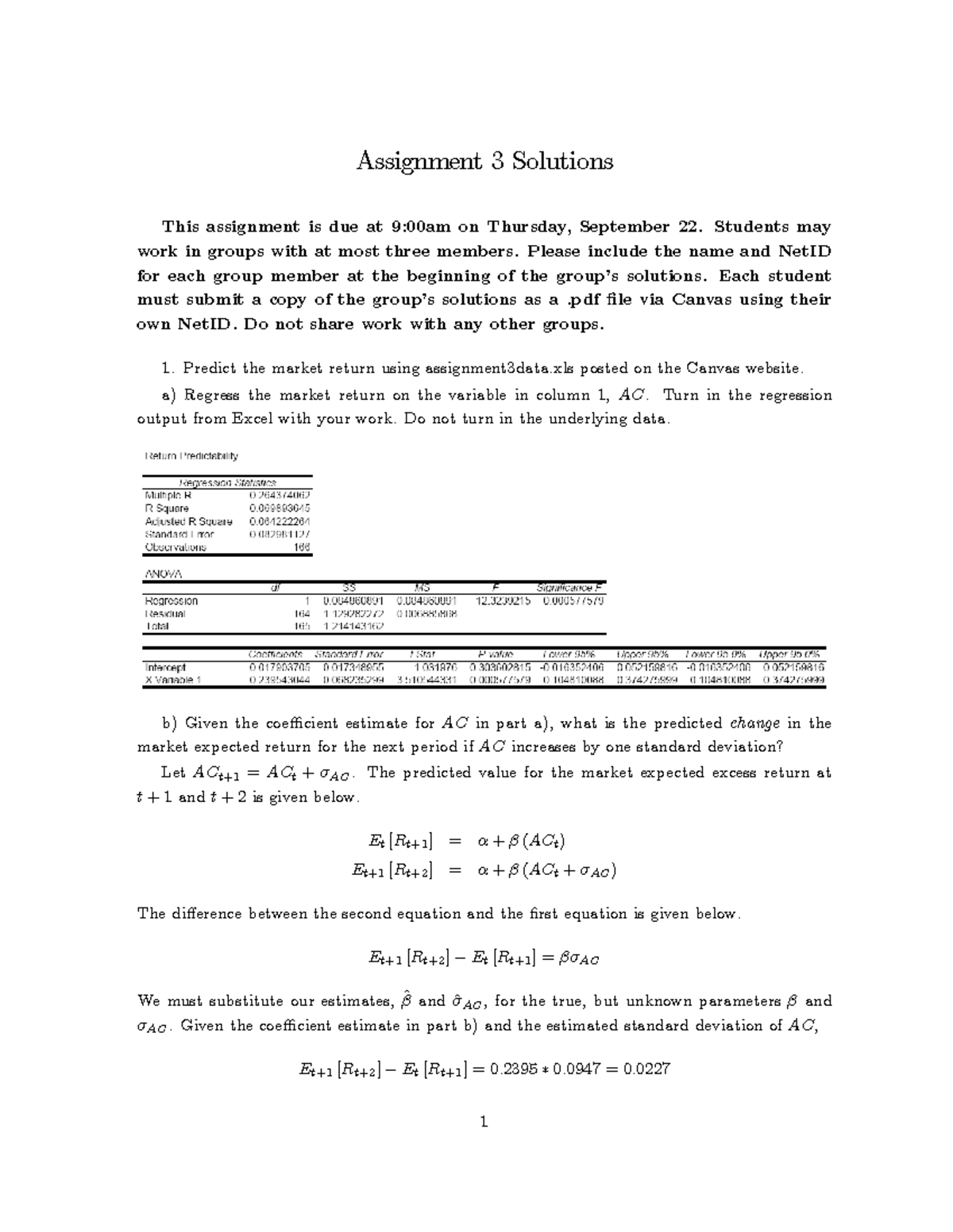 Assignment 3sol 220922 - Assignment 3 Solutions This assignment is due ...