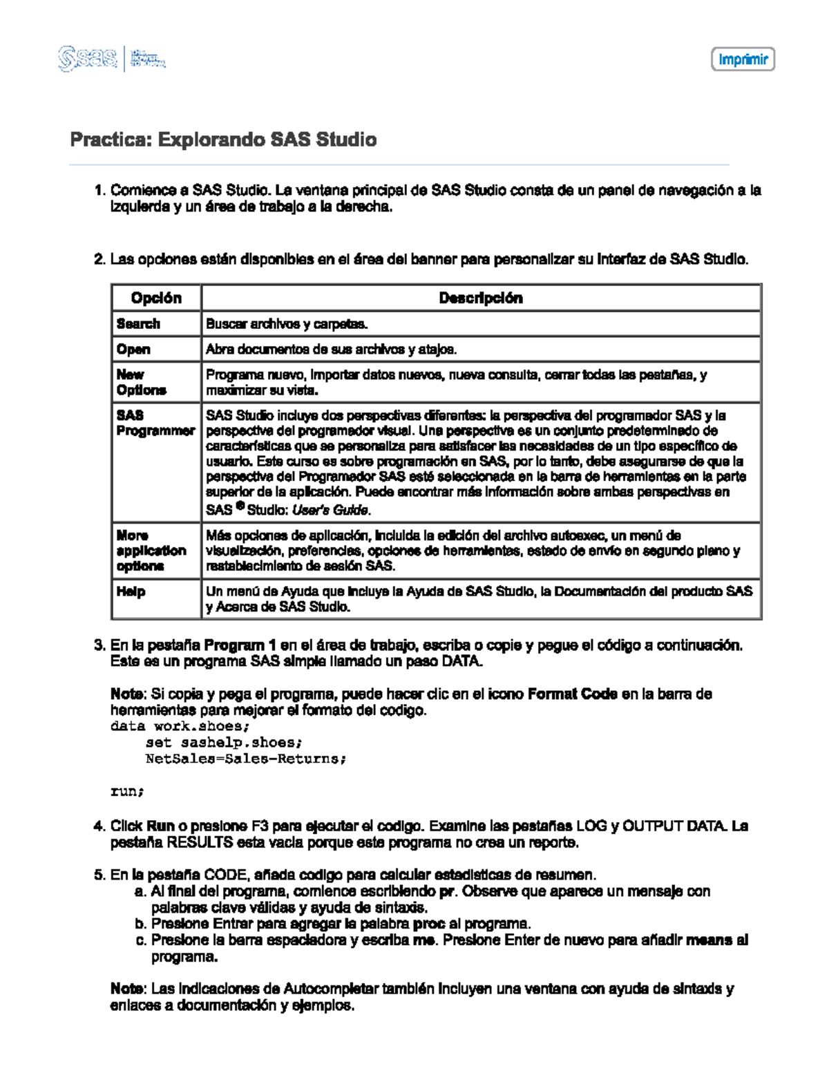 Explorando sas studio - Usos de sas en analisis de datos - Estadística ...