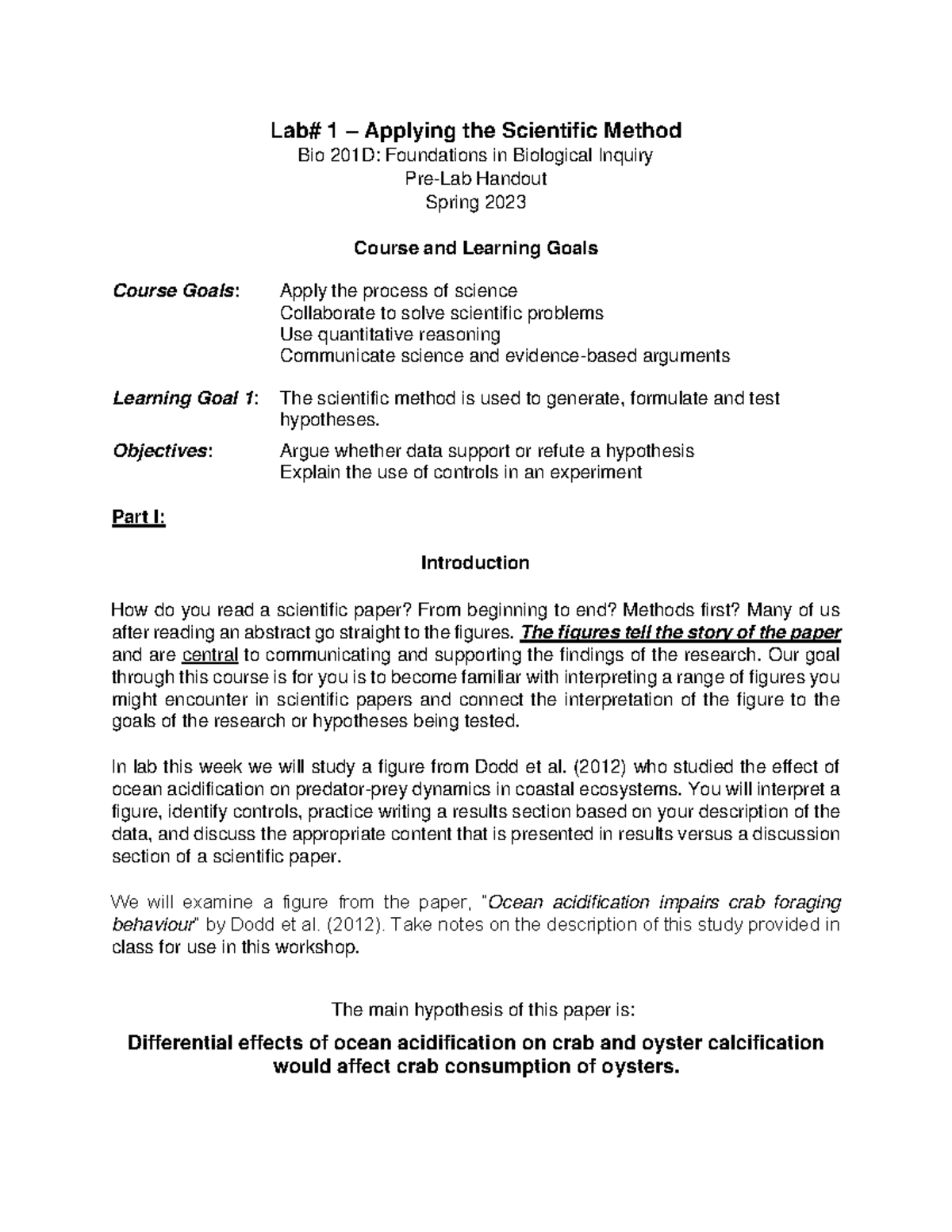 Lab1-Applying Sci Method-Student Pre-Lab Handout-SP2023 - Lab# 1 ...