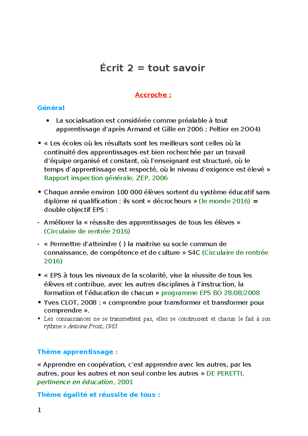 Tout savoir sur ecrit 2 - Écrit 2 = tout savoir Accroche : Général La ...