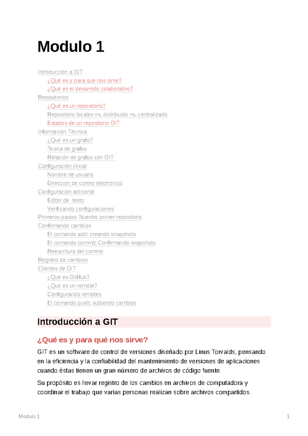 Modulo Uno - GIT - Modulo 1 Introducción a GIT ¿Qué es y para qué nos ...