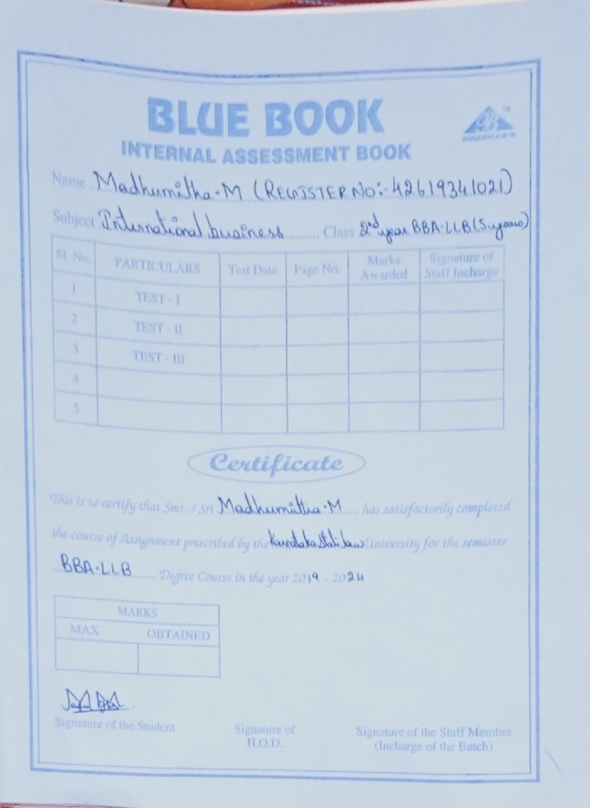 International Business assignment - BLUE BOOK INTERNAL ASSESSMENTBOOK Nane Madhimslha-M - Studocu