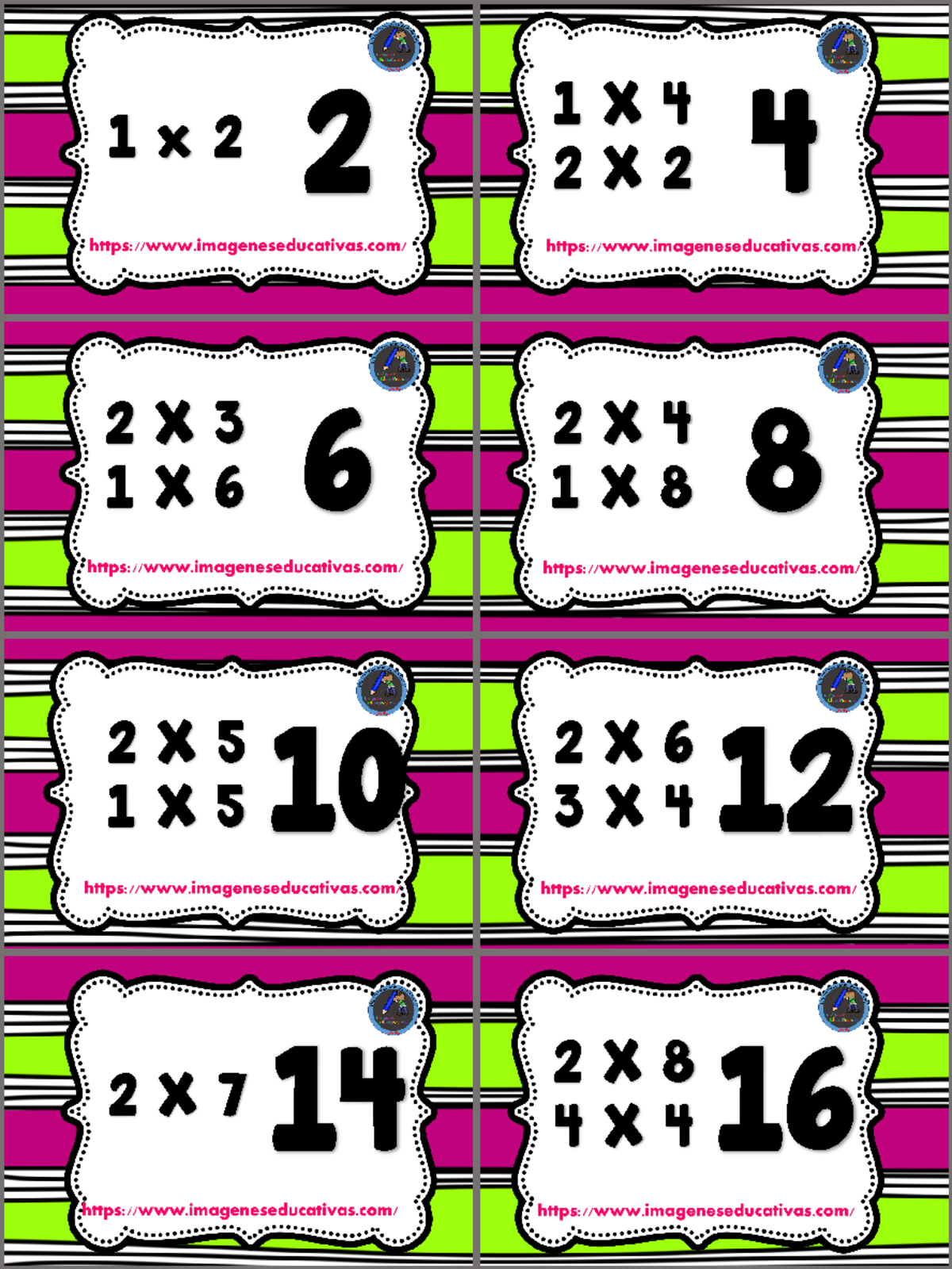 Bingo-DE-LA- Multiplicación- Versión-2 Parte 2 - 1 x - 2 X 2 X 1 X - 2 ...