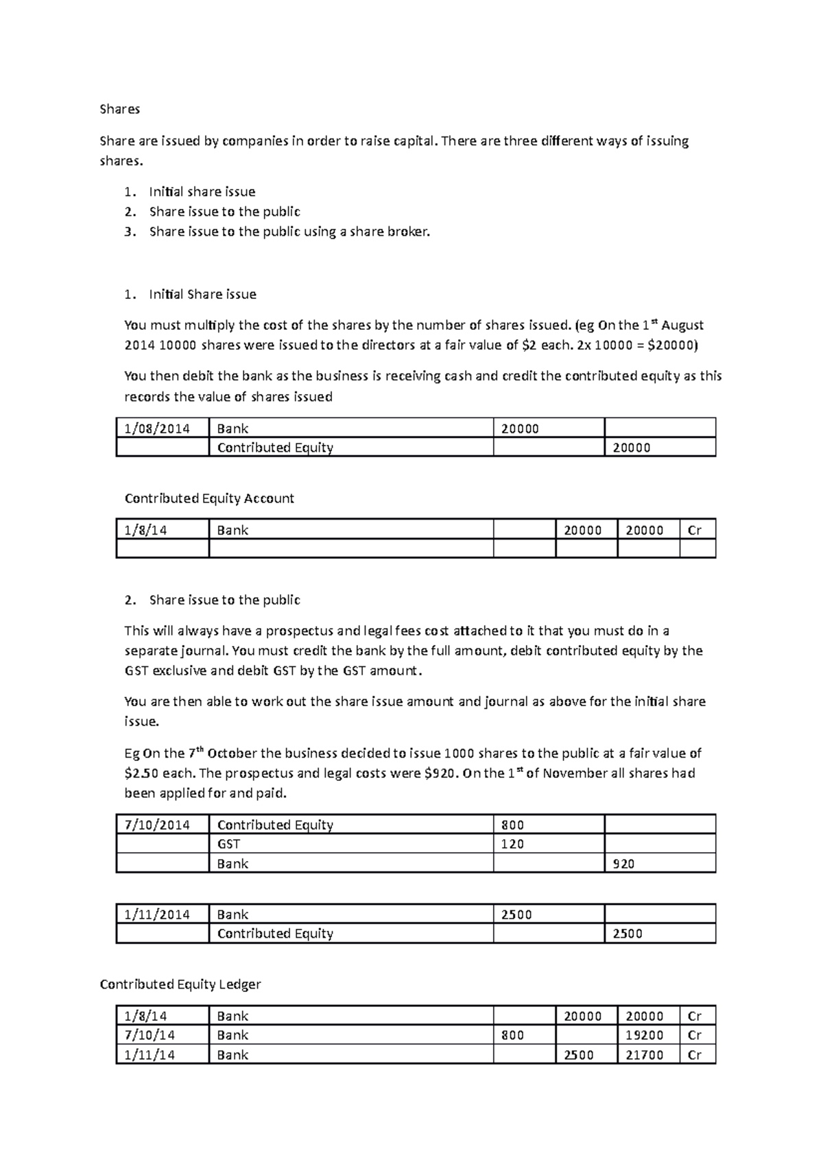 Share notes - lvl 3 accounting - Shares Share are issued by companies ...