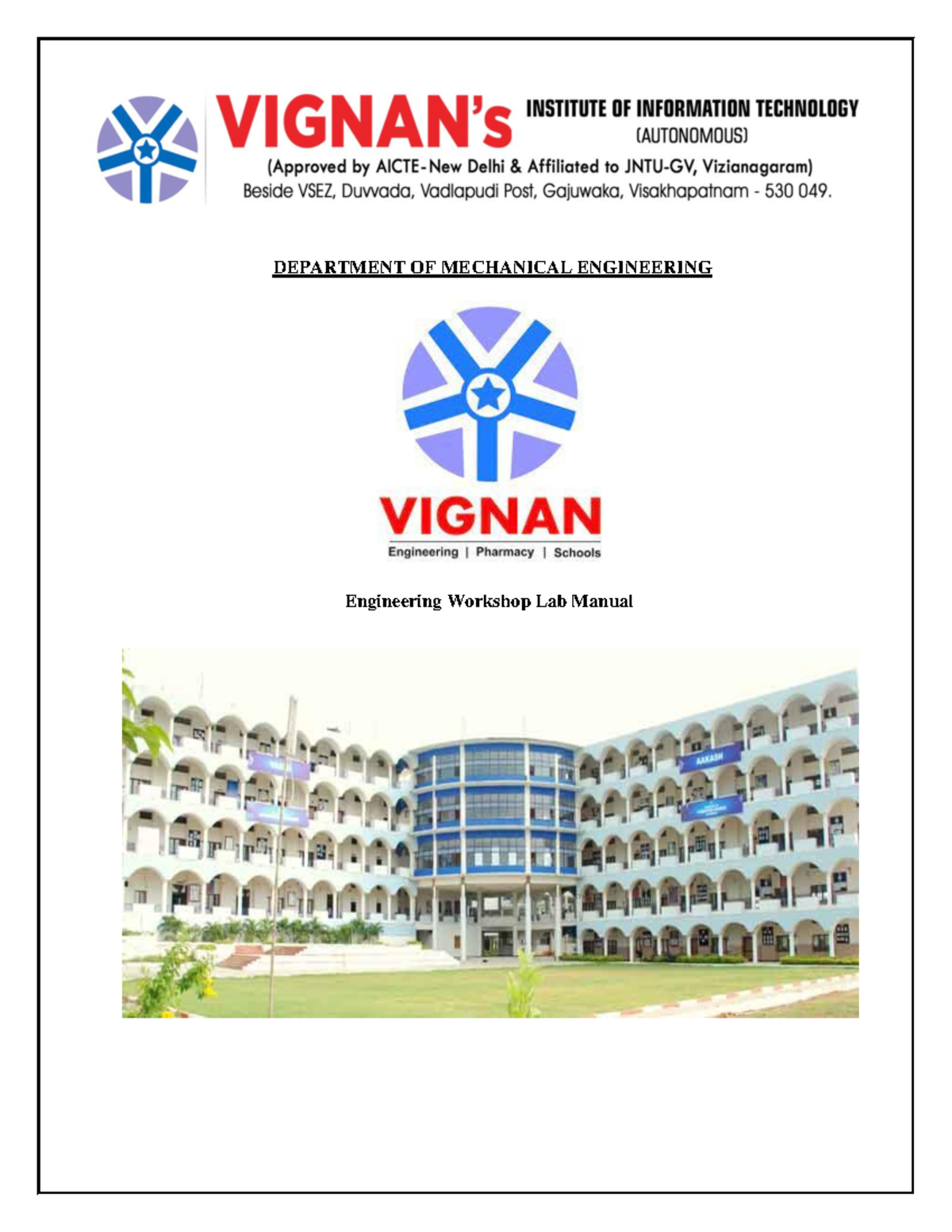 Engg.work shop Manual updated by Ssrao - DEPARTMENT OF MECHANICAL ...