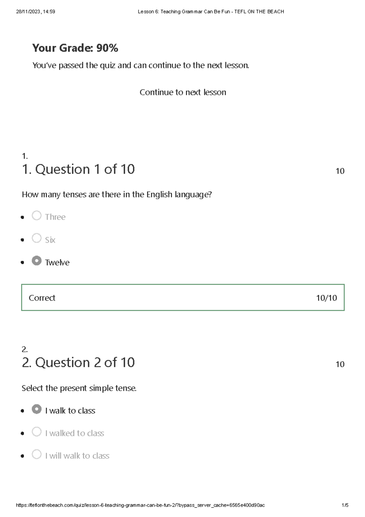 Lesson 6 Teaching Grammar Can Be Fun - TEFL ON THE Beach - Your Grade ...