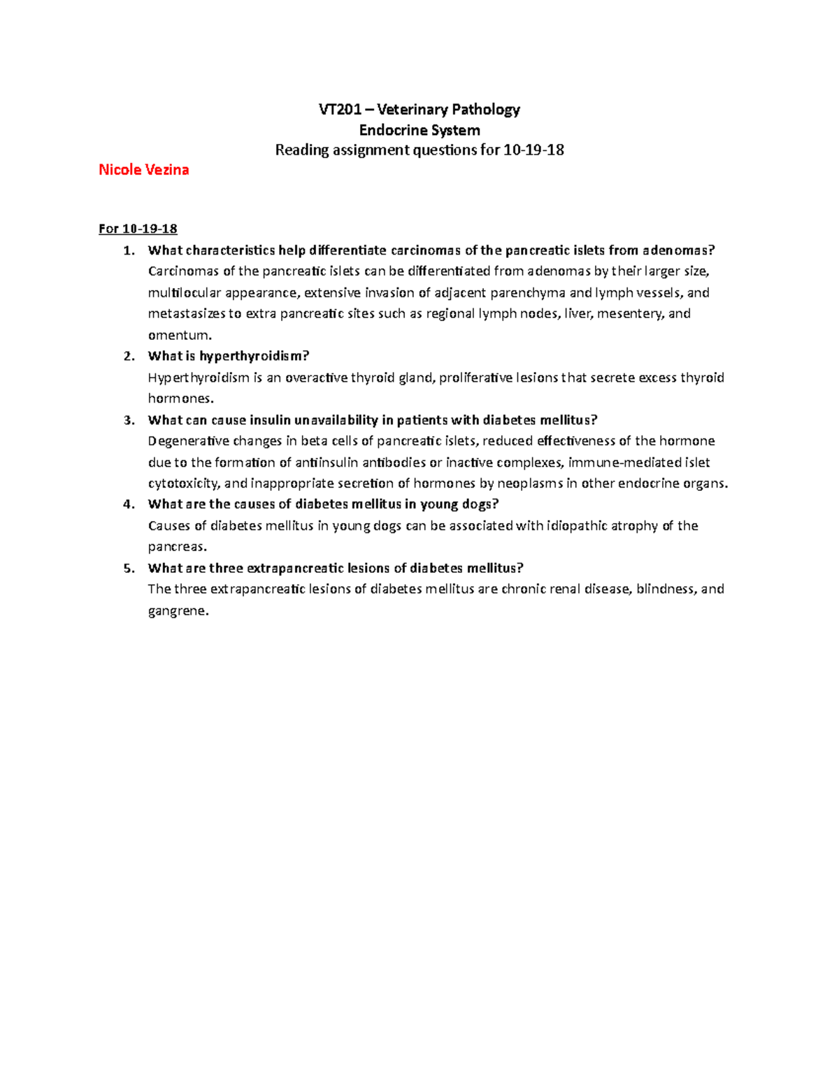 Veterinary Pathology and the Endocrine System 1 - VT201 – Veterinary ...