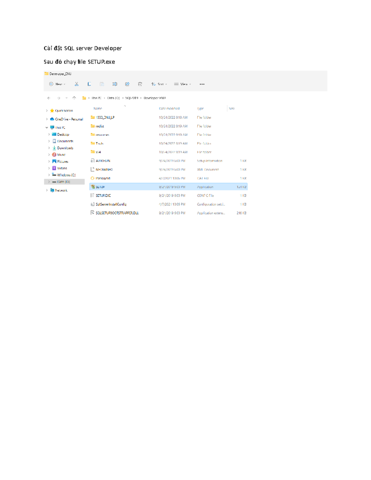 Cài CSDL PT - sssssss - Cài đ t SQL server Developerặ Sau đó ch y fle SETUPạ Ch n Installaton ...