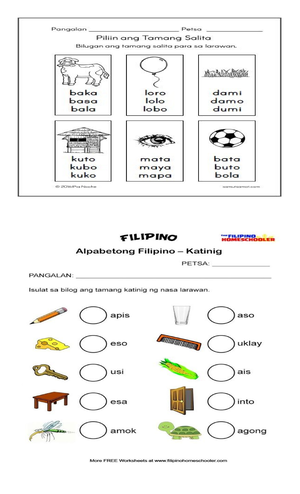 Worksheet demo multigrade - Bachelor of Elementary Education - Grade 1 ...