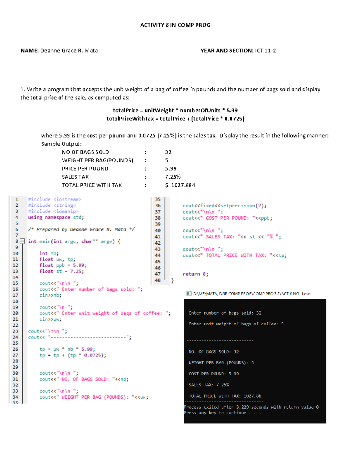 Activity 6 IN COMP PROG - activities ko hahahahaha di ko sure if tama ...