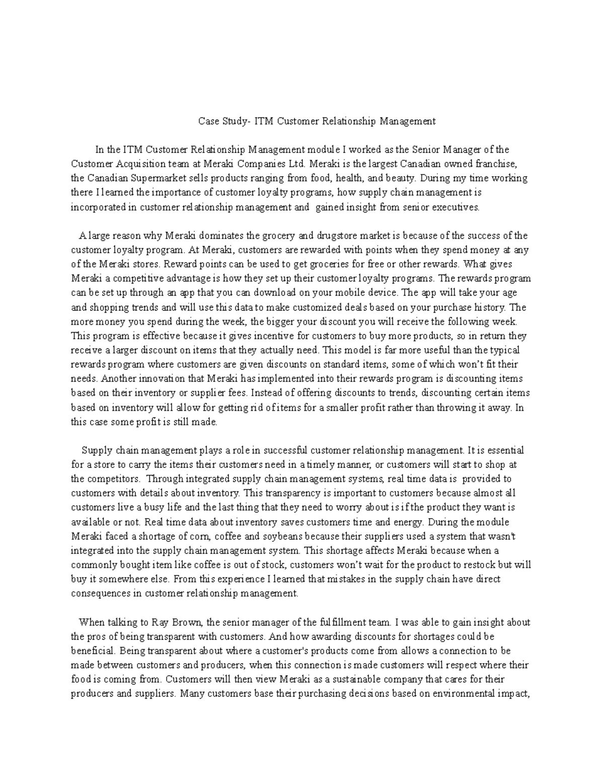 ITM 100 Case B CRM - Ametros Module - Case Study- ITM Customer ...