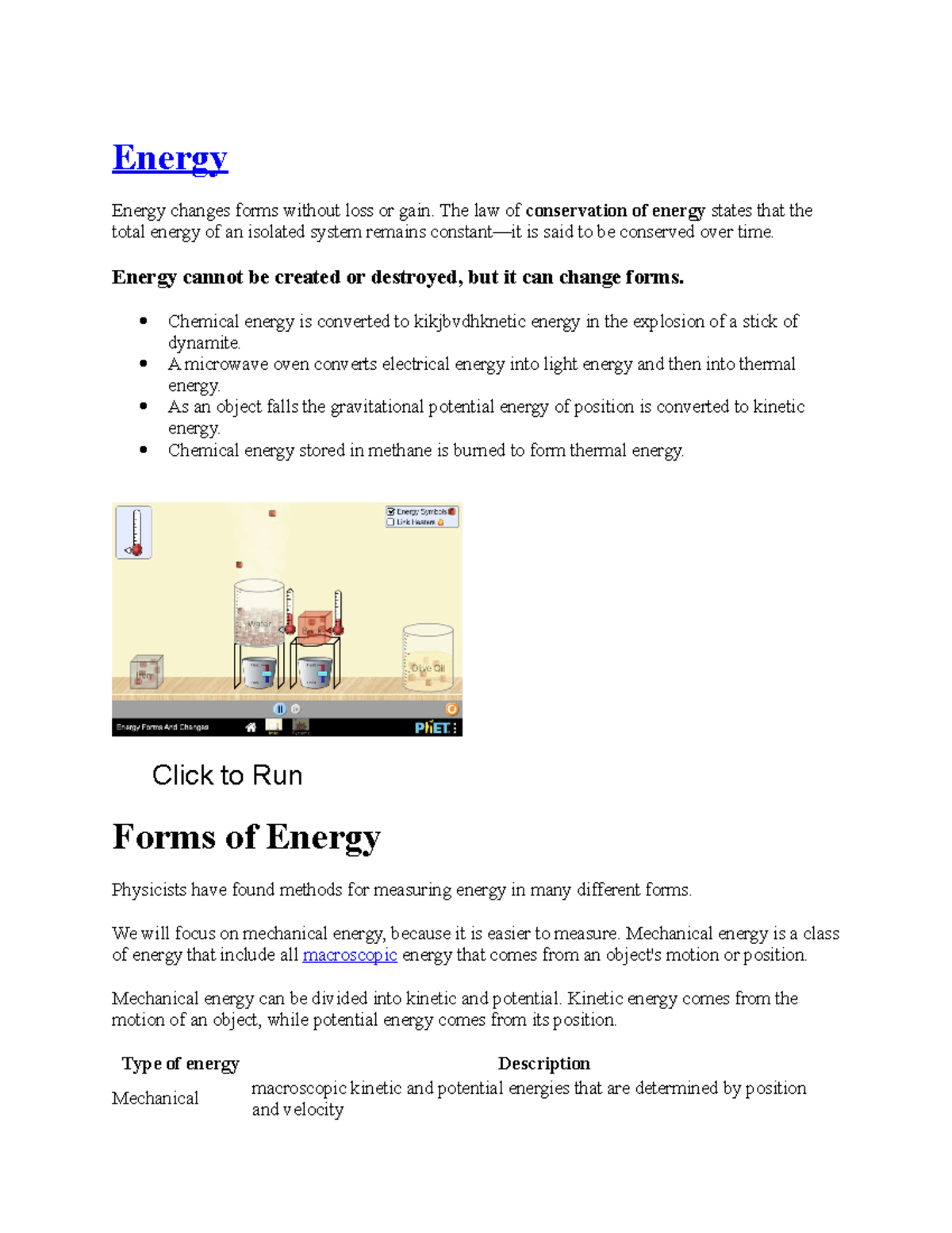 Energy physics notes 2 - Energy Energy changes forms without loss or ...