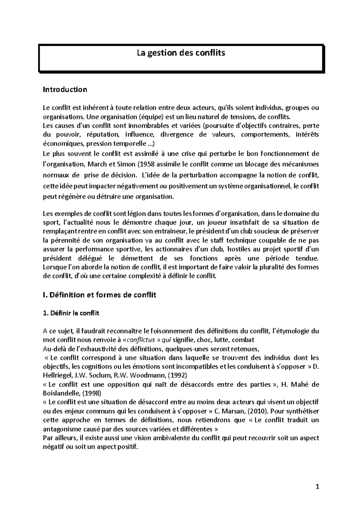 La gestion des conflits - La gestion des conflits Introduction Le ...