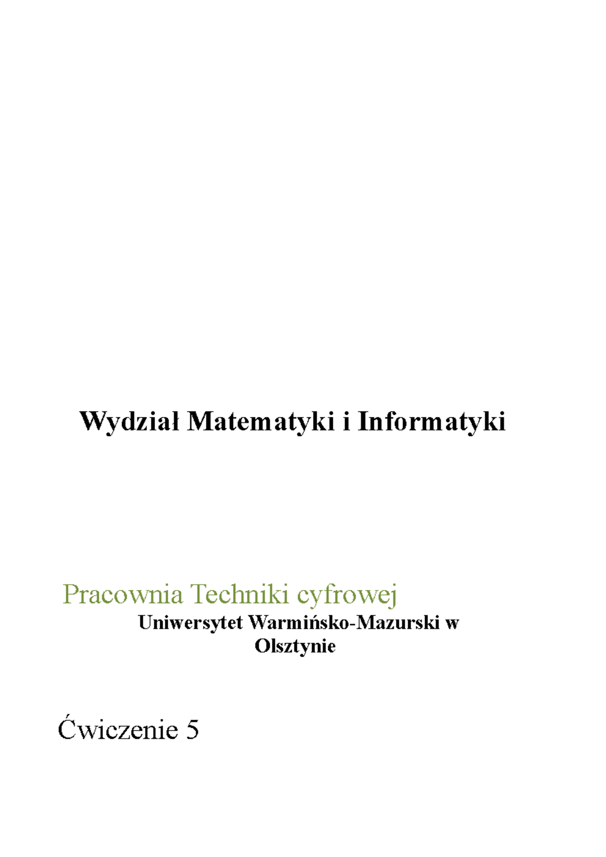 Sprawozdanie 5 - Wydział Matematyki i Informatyki III rok Informatyki ...
