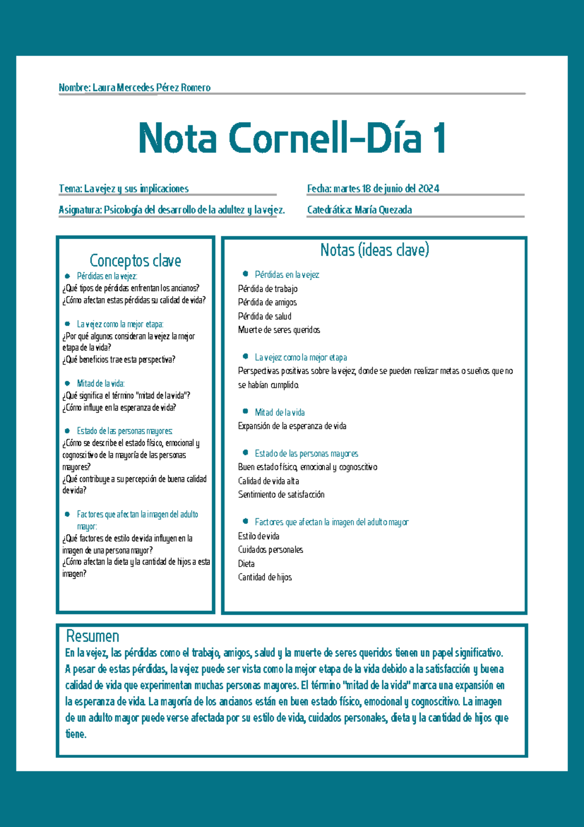 Notas Cornell - Conceptos clave Nombre: Laura Mercedes Pérez Romero ...