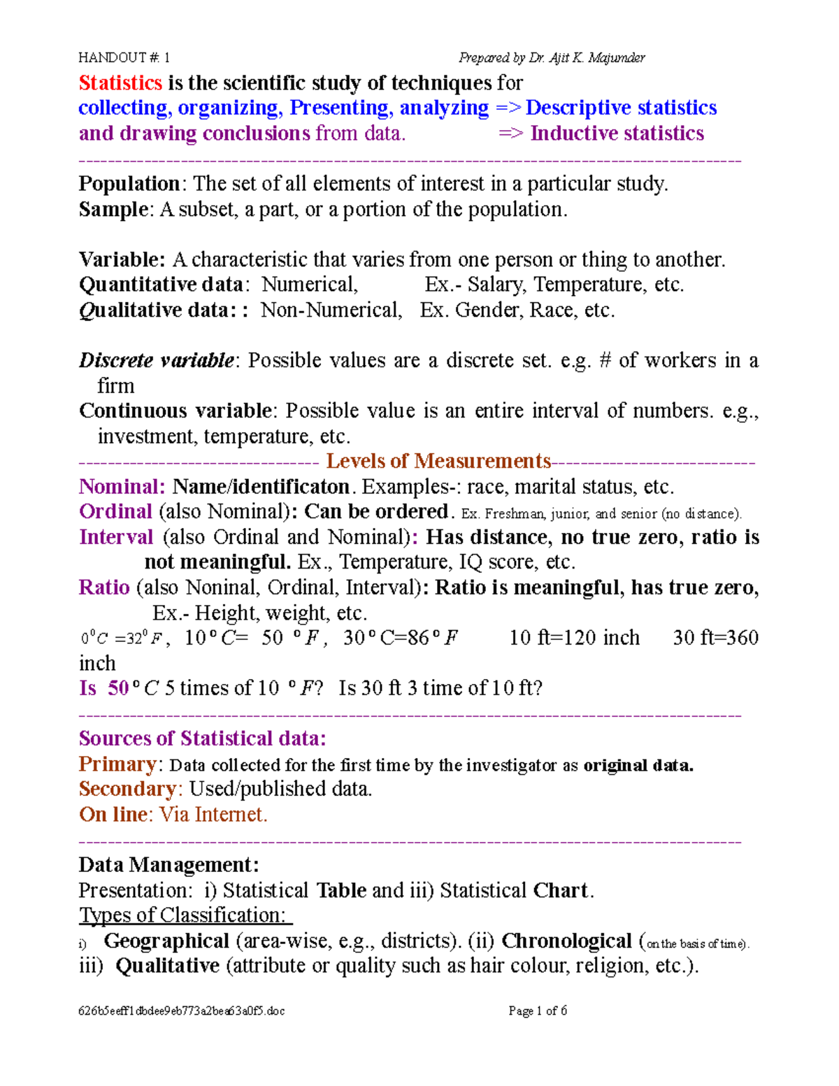 Int Sum 10 tra - Handouts for Probability and statistic - HANDOUT 1 ...