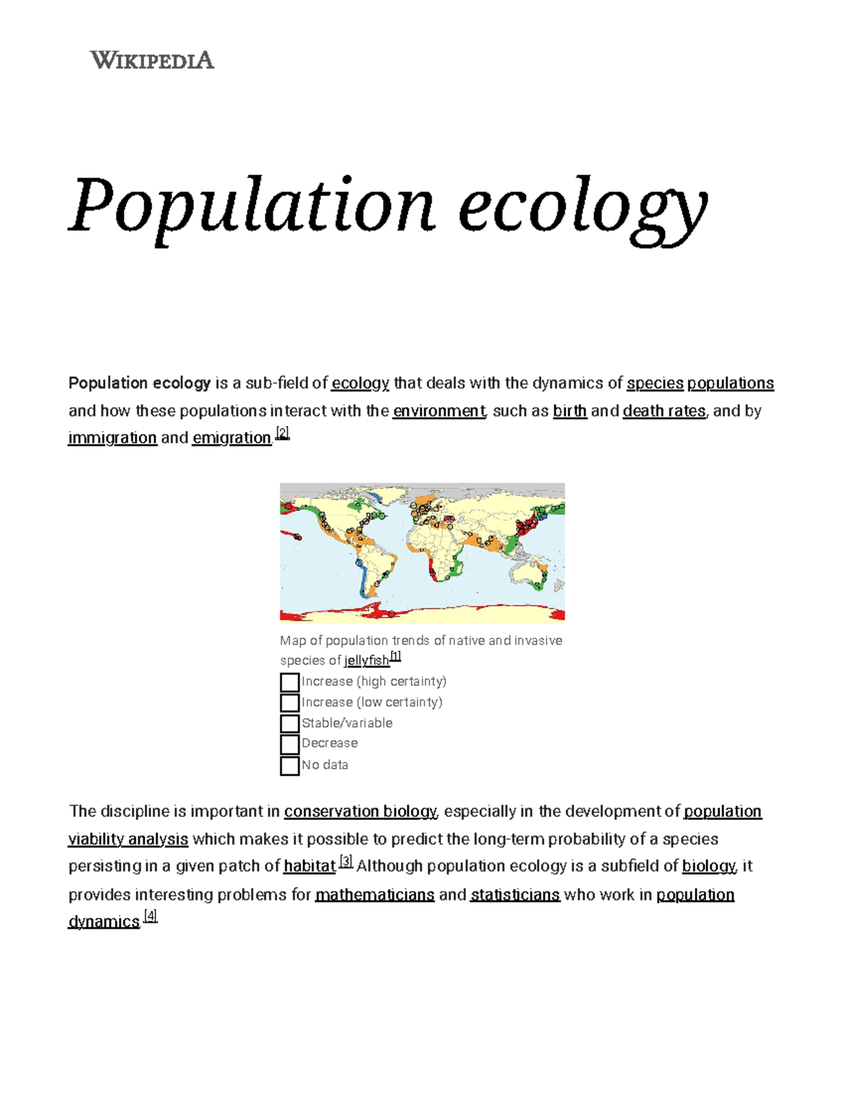 Population ecology - Wikipedia - Population ecology Population ecology ...
