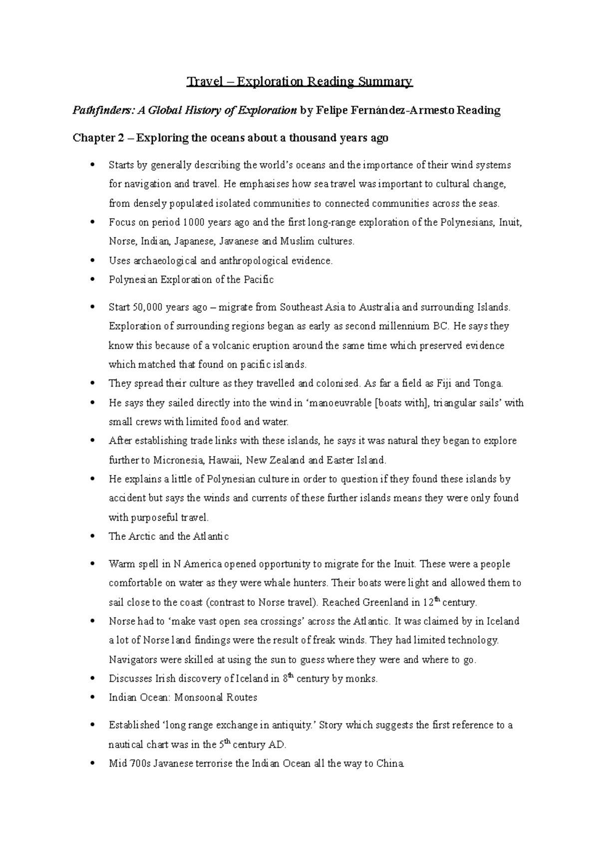 Travel - Exploration Reading Summary - Travel – Exploration Reading ...