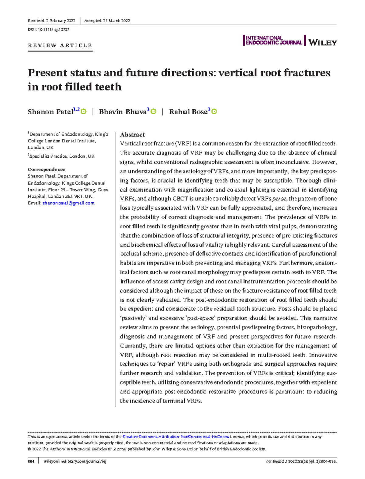 Vrf - xxhrtjhthjt - 804 | wileyonlinelibrary/journal/iej Int Endod J ...