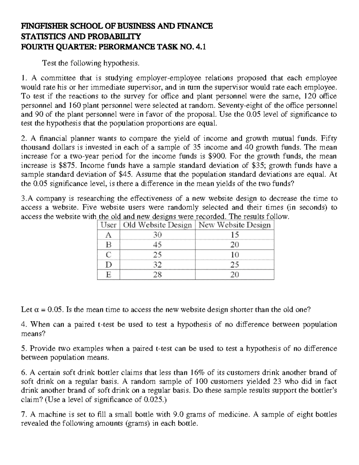 Performance-Task-4 - FINGFISHER SCHOOL OF BUSINESS AND FINANCE ...
