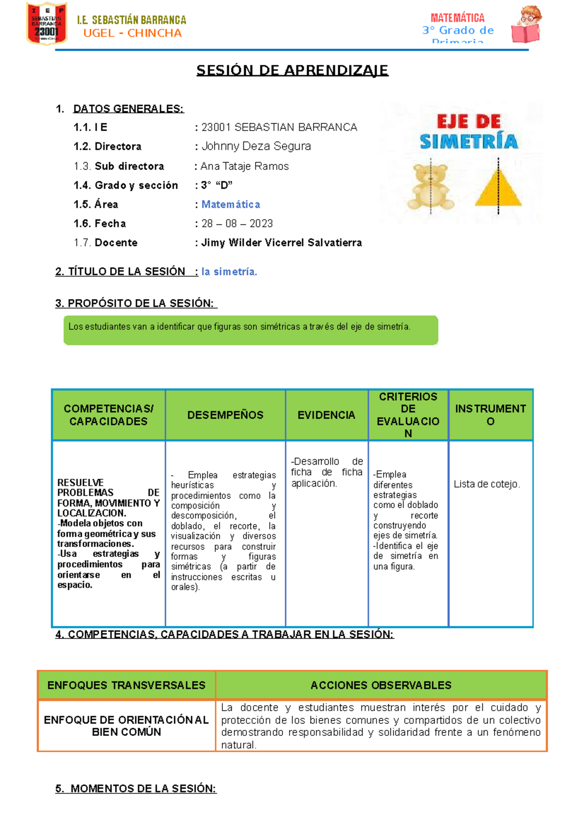 La simetria - praticando las matematicas - SESIÓN DE APRENDIZAJE 1 ...