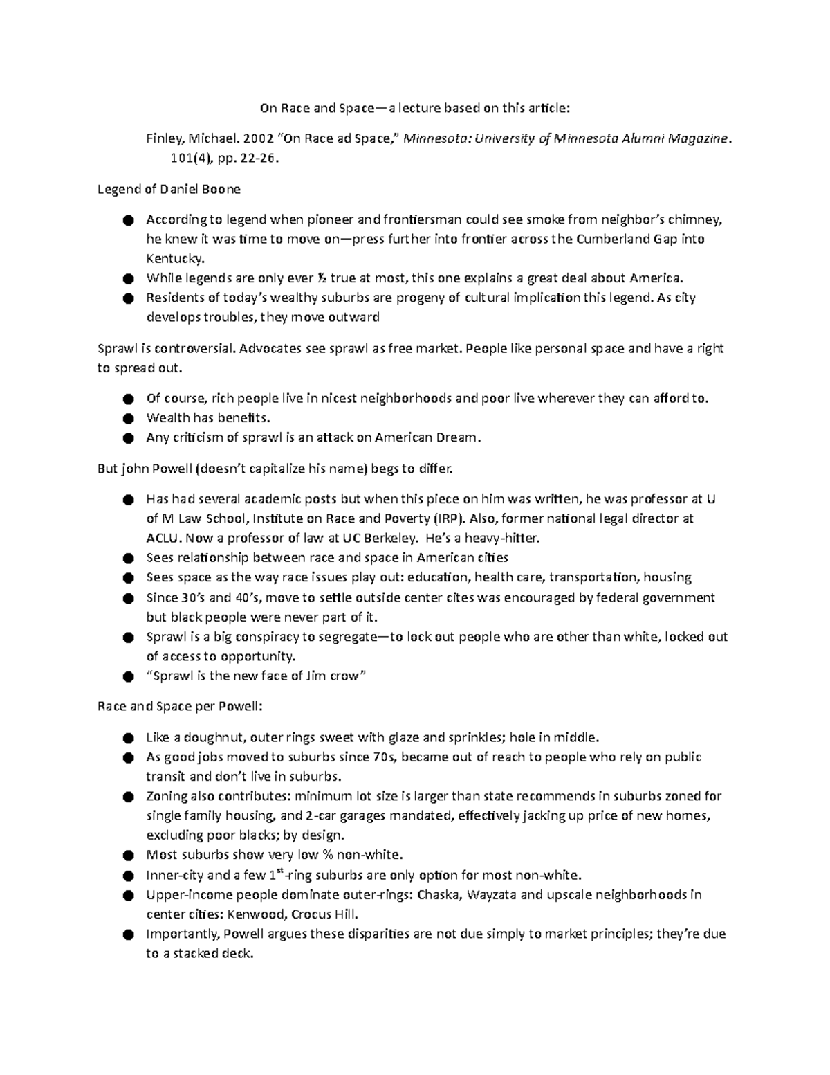 On Race and Space Notes and quiz material - On Race and Space—a lecture ...