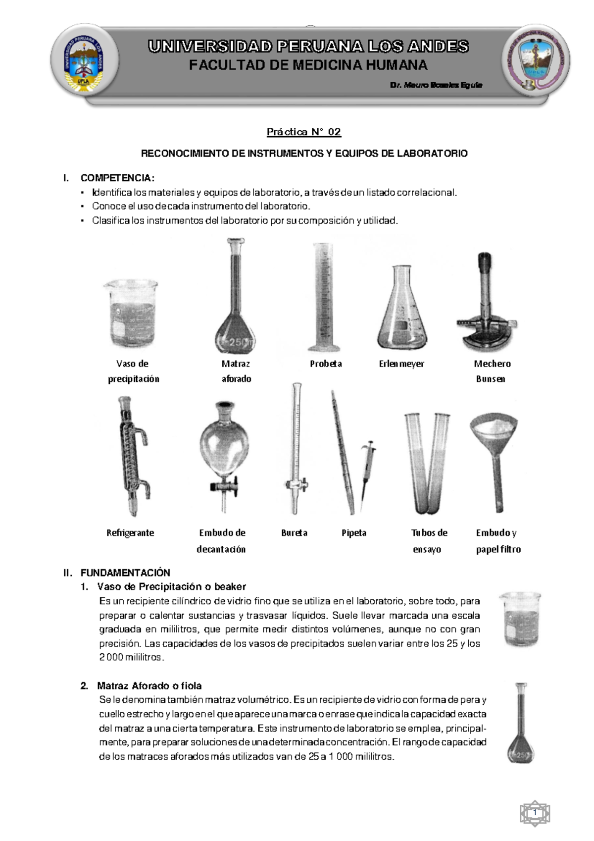 Práctica N° 02 - Instrumentos DE Laboratorio - Práctica N° 0 2 RECONOCIMIENTO DE INSTRUMENTOS Y ...