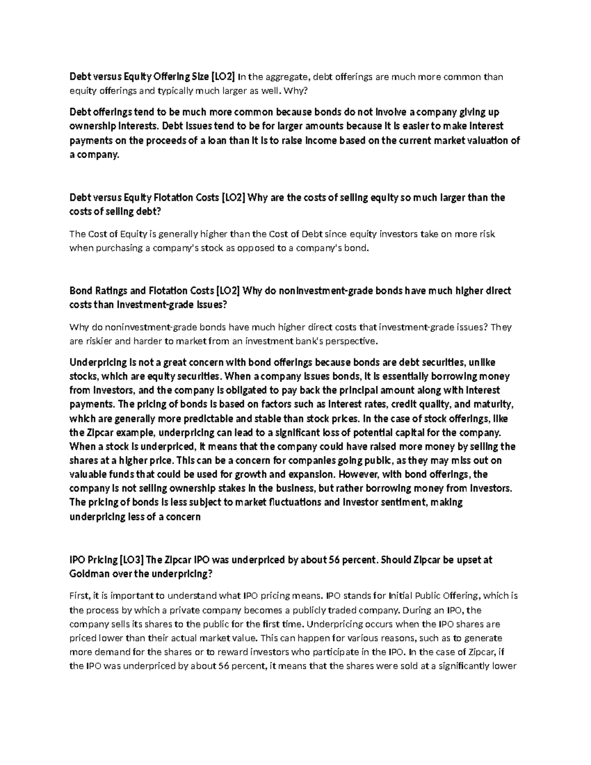 Debt versus Equity Offering Size - Why? Debt offerings tend to be much ...